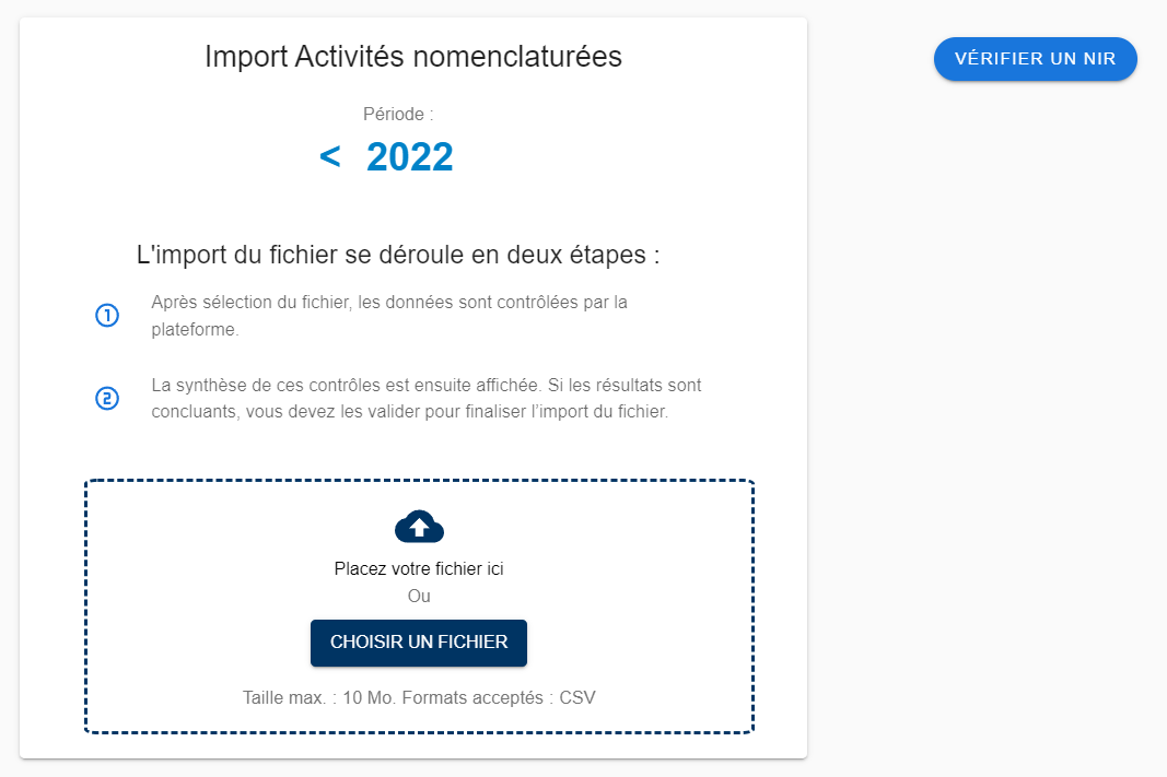 Import d'activités nomenclaturées et hors nomenclature – Assurance Maladie